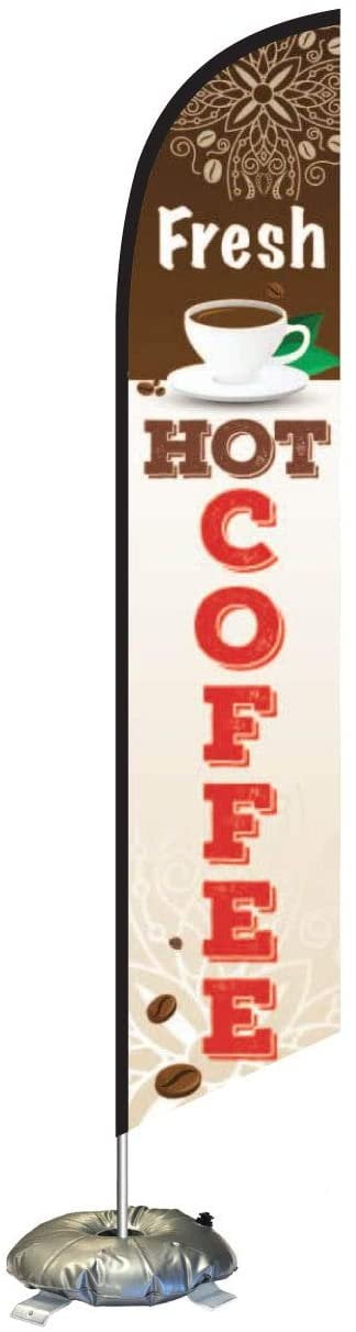 Fresh Hot Coffee Feather Flag Kit with Cross-Base and Weight-Donut ...