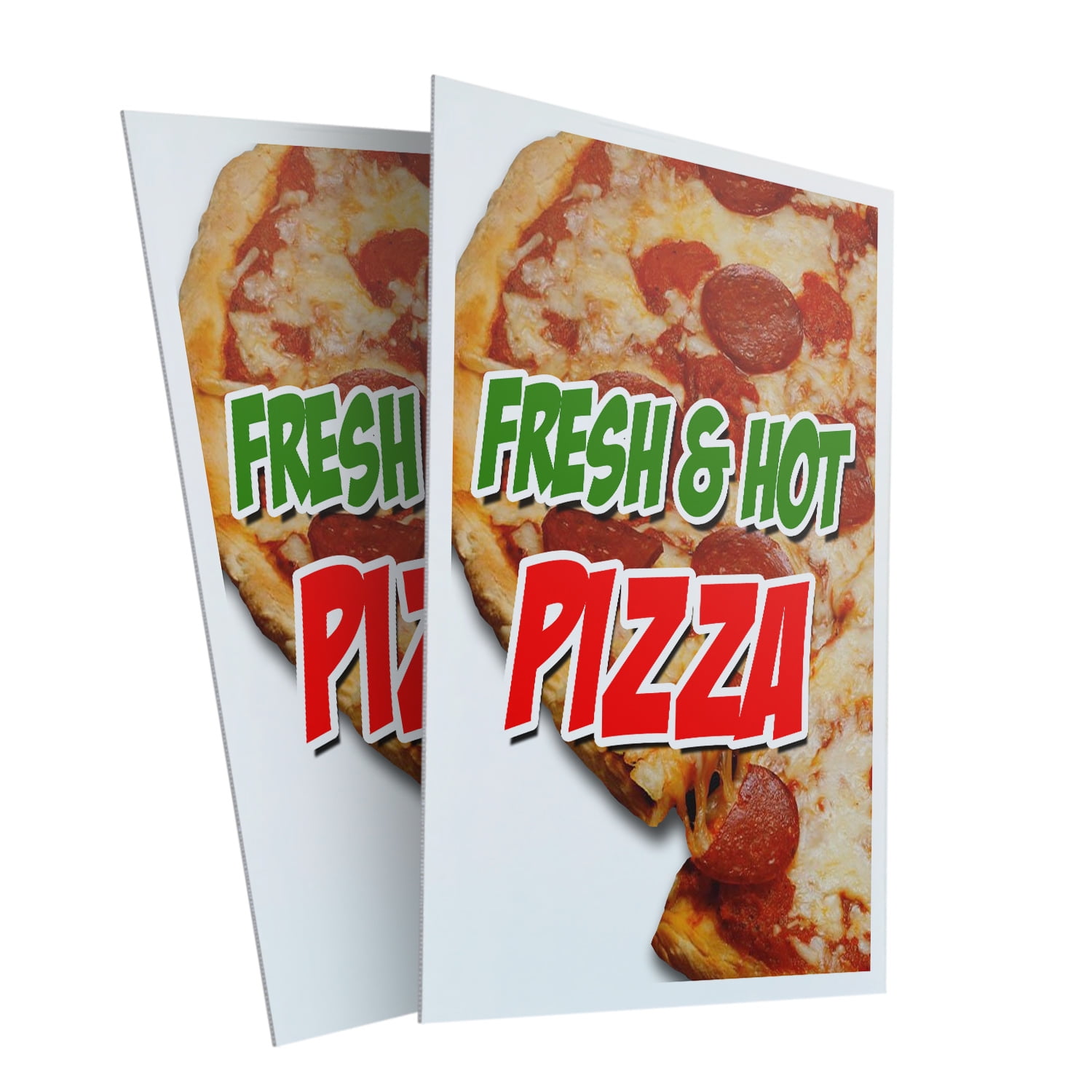 Fresh & Hot Pizza (2-PACK) 24" x 36" Plastic Signs | Sign Insert 4mm ...