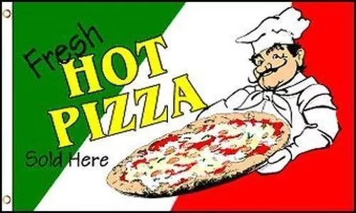 Fresh Hot Pizza Flag Pizzeria Italian Restaurant Advertising Banner ...