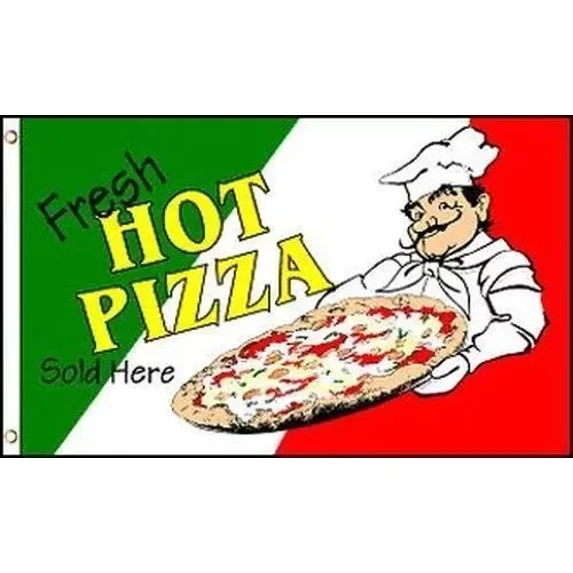 Fresh Hot Pizza Flag Pizzeria Italian Restaurant Advertising Banner ...