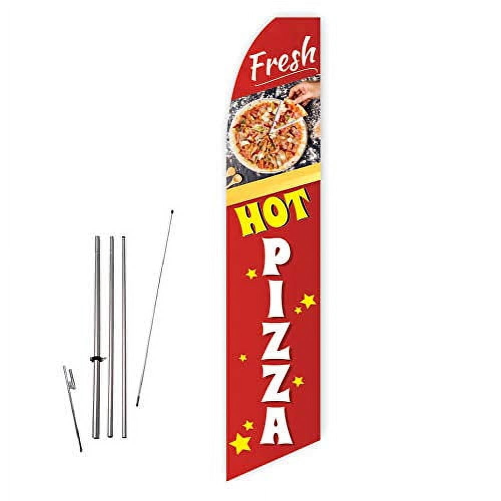 Fresh Hot Pizza (Red) Super Novo Feather Flag - Complete with 15ft Pole ...