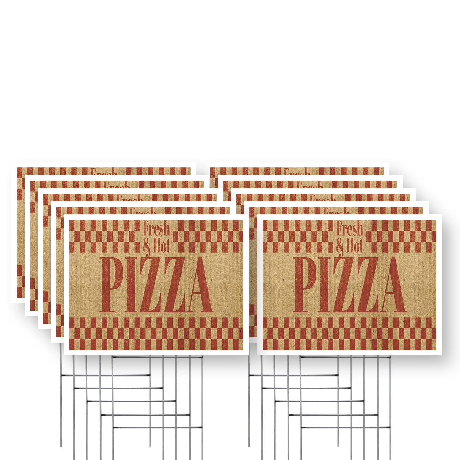 Fresh & Hot Pizza Yard Sign 10 Pack of 18 Inch x 24 Inch Single Sided ...