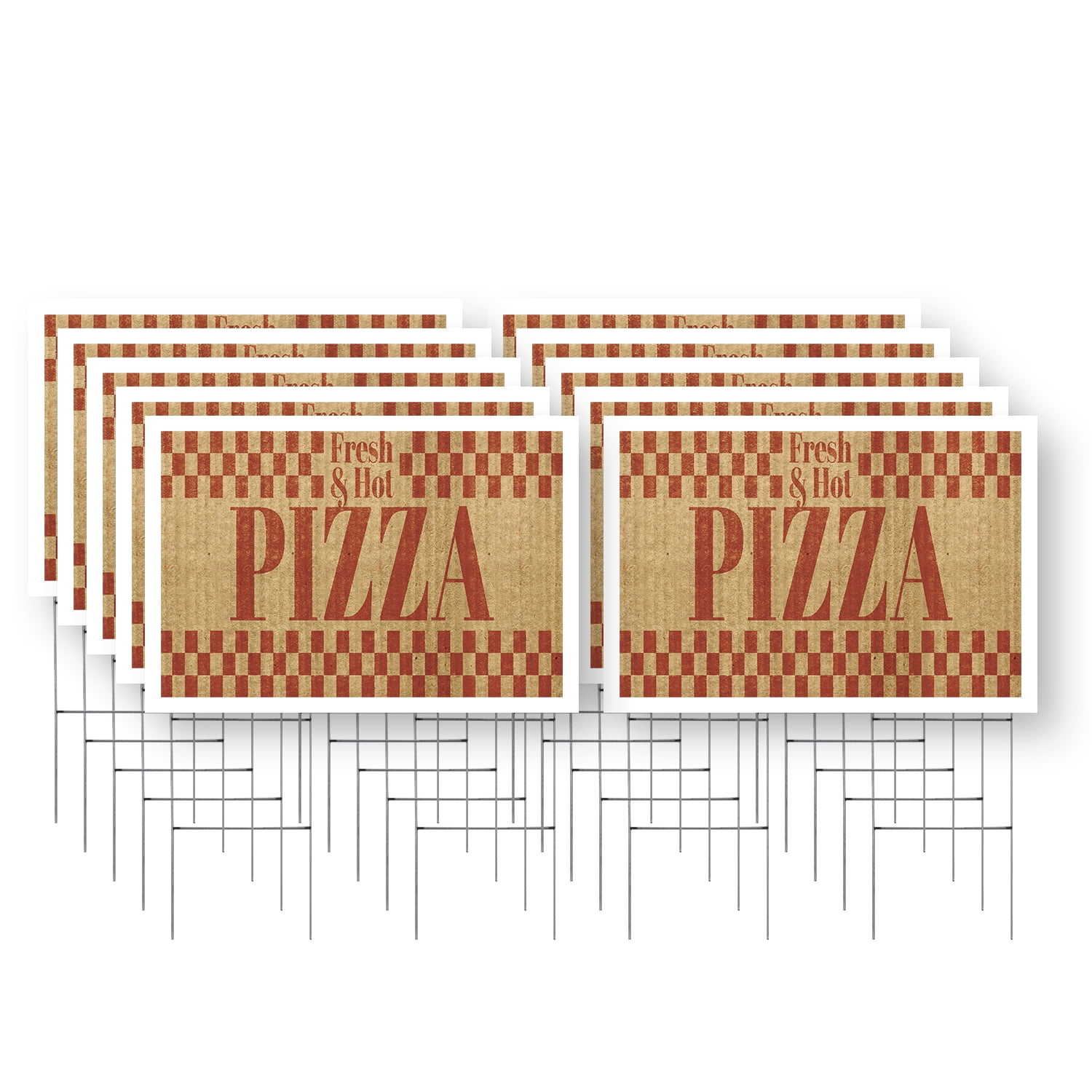 Fresh & Hot Pizza Yard Sign 10 Pack of 24 Inch x 36 Inch Double Sided ...