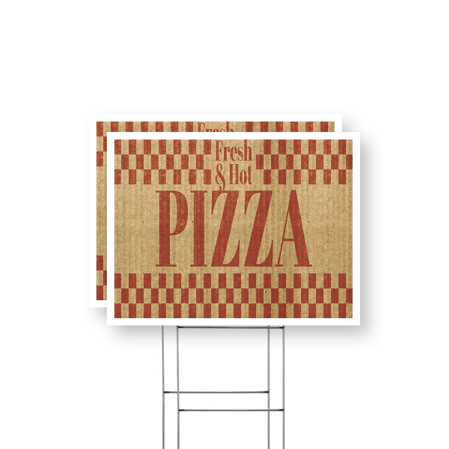 Fresh & Hot Pizza Yard Sign 2 Pack of 18 Inch x 24 Inch Double Sided ...