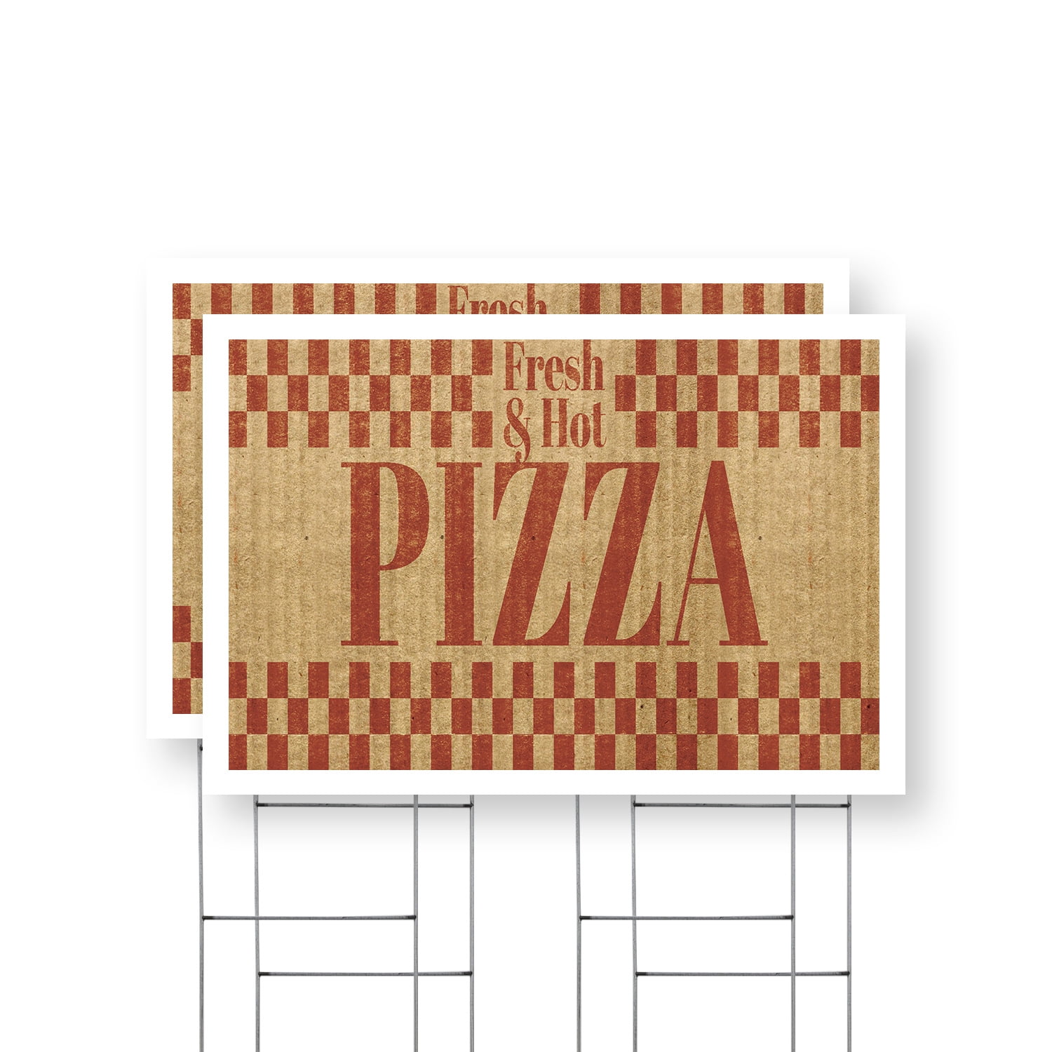 Fresh & Hot Pizza Yard Sign 2 Pack of 24 Inch x 36 Inch Double Sided ...