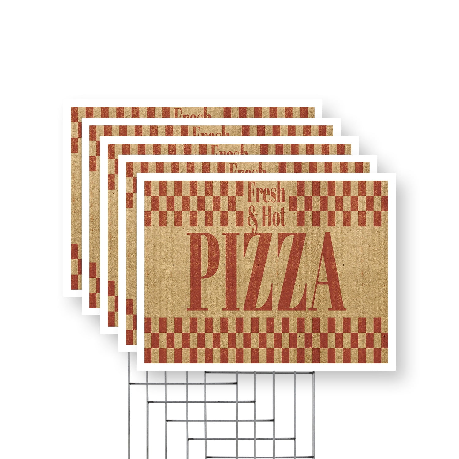 Fresh & Hot Pizza Yard Sign 5 Pack of 12 Inch x 16 Inch Double Sided ...