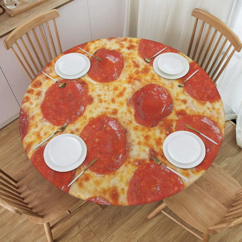 Fresh Italian Classic Original Pepperoni Pizza Round Fitted Tablecloth ...