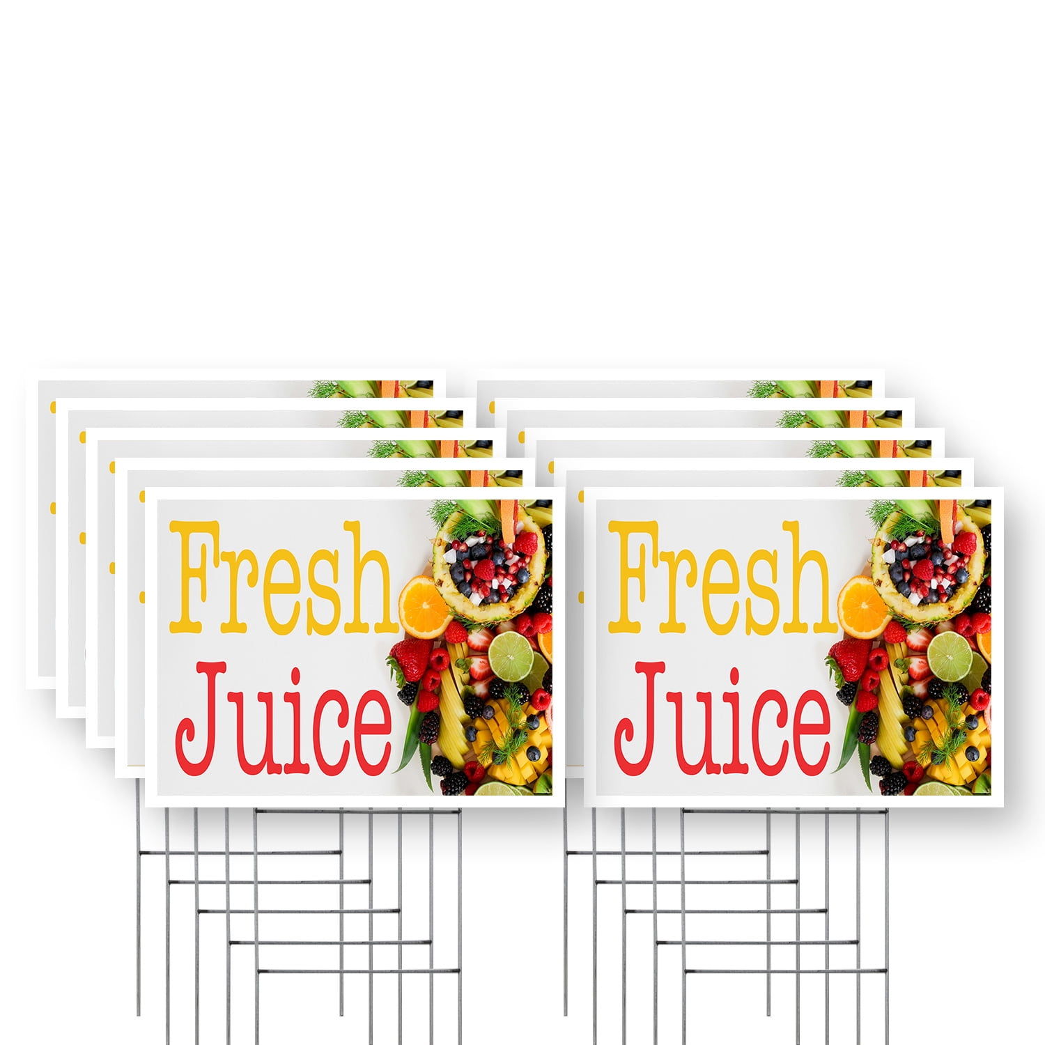Fresh Juice Yard Sign 10 Pack of 12 Inch x 16 Inch Double Sided ...