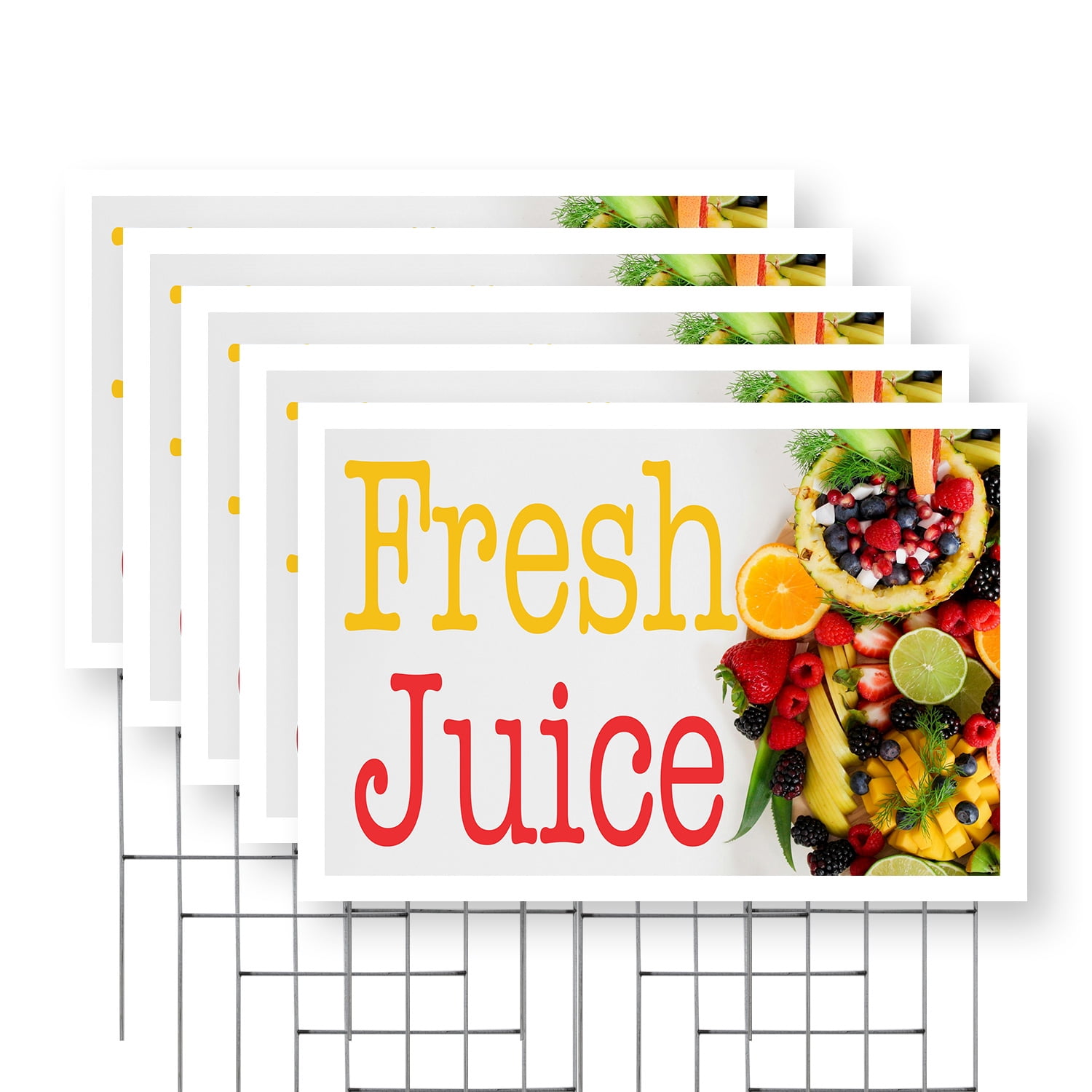 Fresh Juice Yard Sign 5 Pack of 24 Inch x 36 Inch Double Sided ...