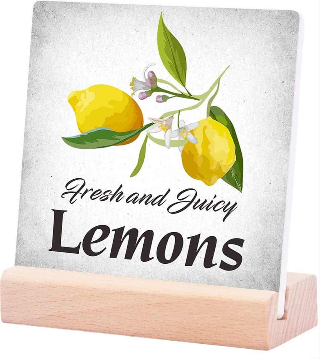 Fresh and Juicy Lemons Ceramic Table Sign Plaque Desk Decor, Lemon ...