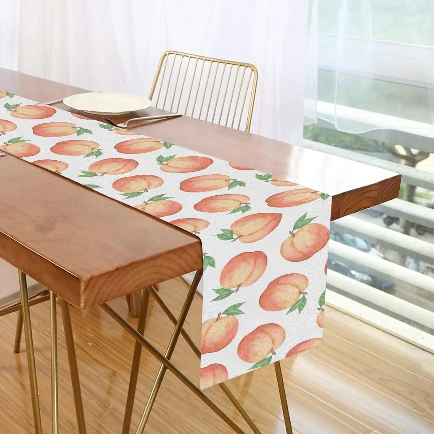 Fresh Juicy Peach Durable Luxury Dresser Scarf linen Table runner ...