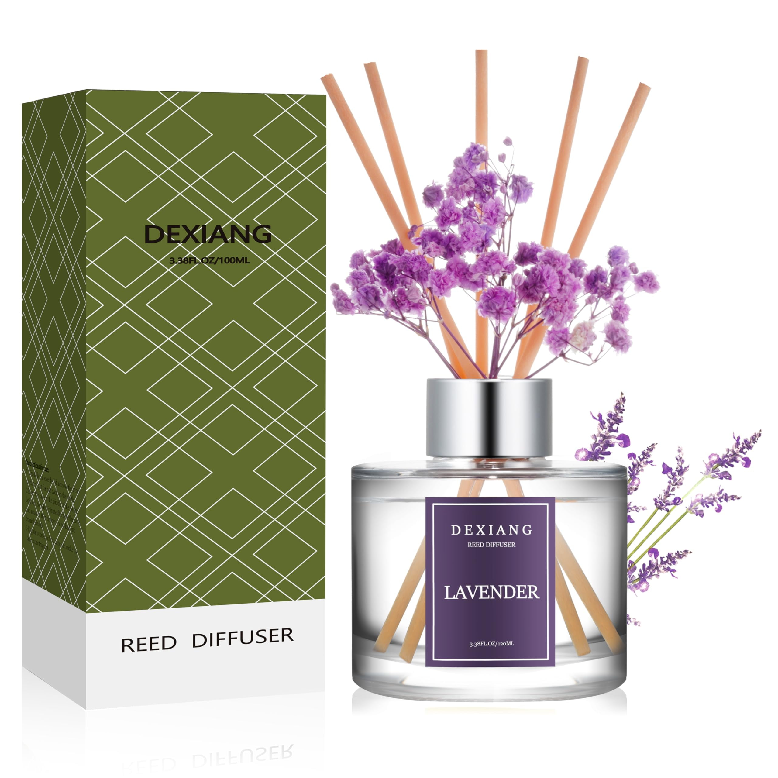 Fresh Lavender Reed Diffuser Set - 3.38 fl oz (100ml) Essential Oil ...