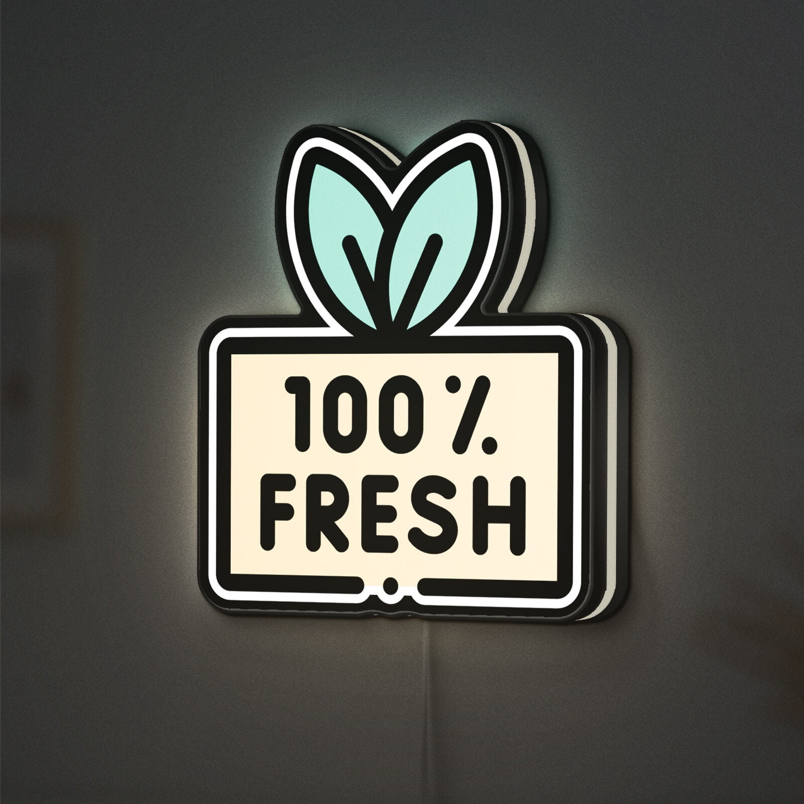 Fresh Leaves Symbol 3D Novelty Light Box, Custom Text Option, Nature ...