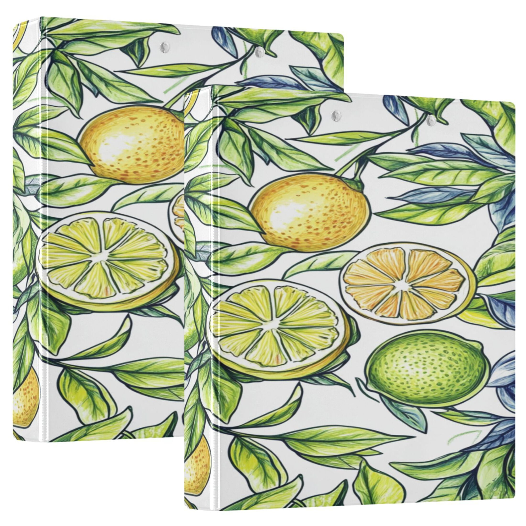 Fresh Lemon 12.4x10.6in PVC Round Ring Binders, 2-Pack, D-Ring 3-Hole ...