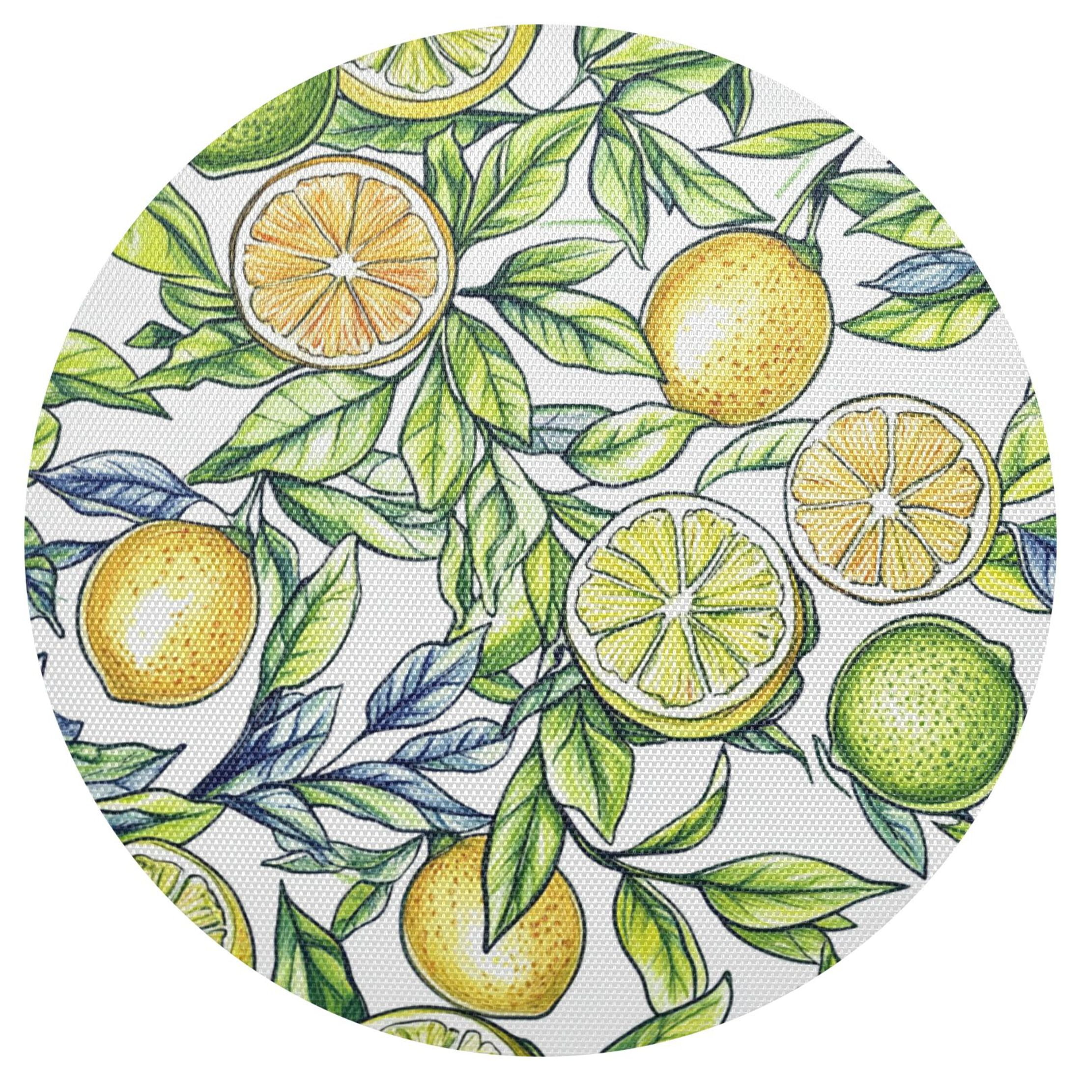 Fresh Lemon 4-Piece 15.4in Heat-Proof PVC Plate Mats, Easy Cut and ...
