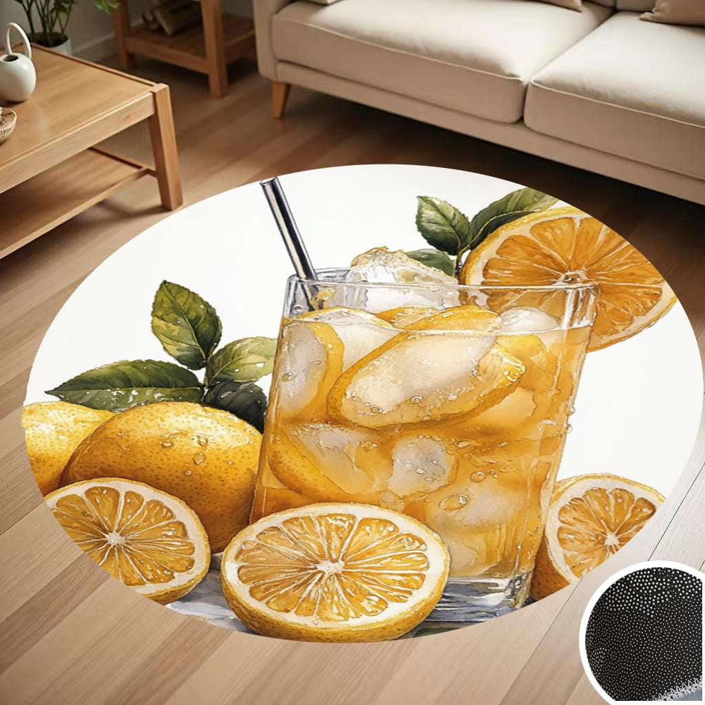 Fresh Lemon Iced Tea Round Carpet Living Room Bedroom Home Decoration ...