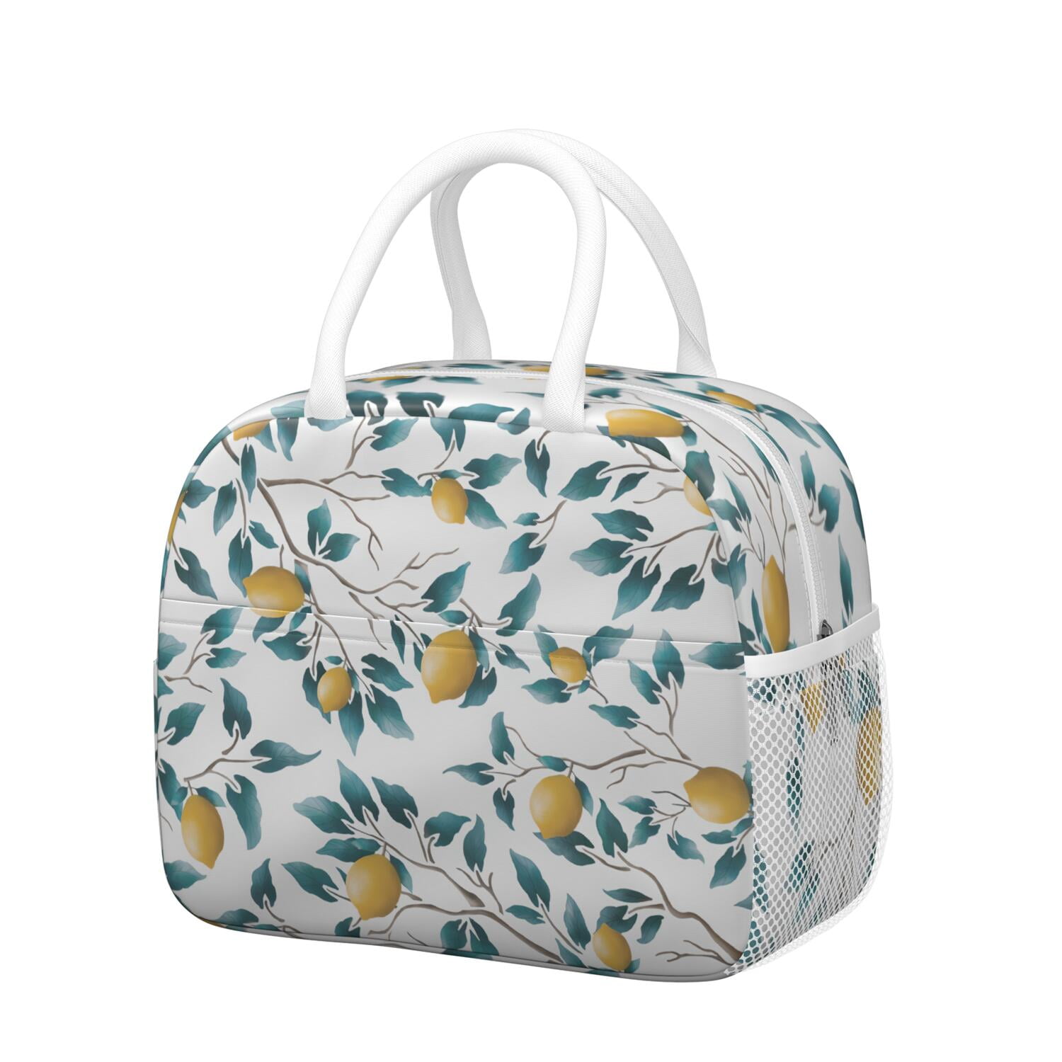 Fresh Lemon Lunch Tote - Stylish Insulated Lunch Bag, Spacious Interior + Outer Storage for ...