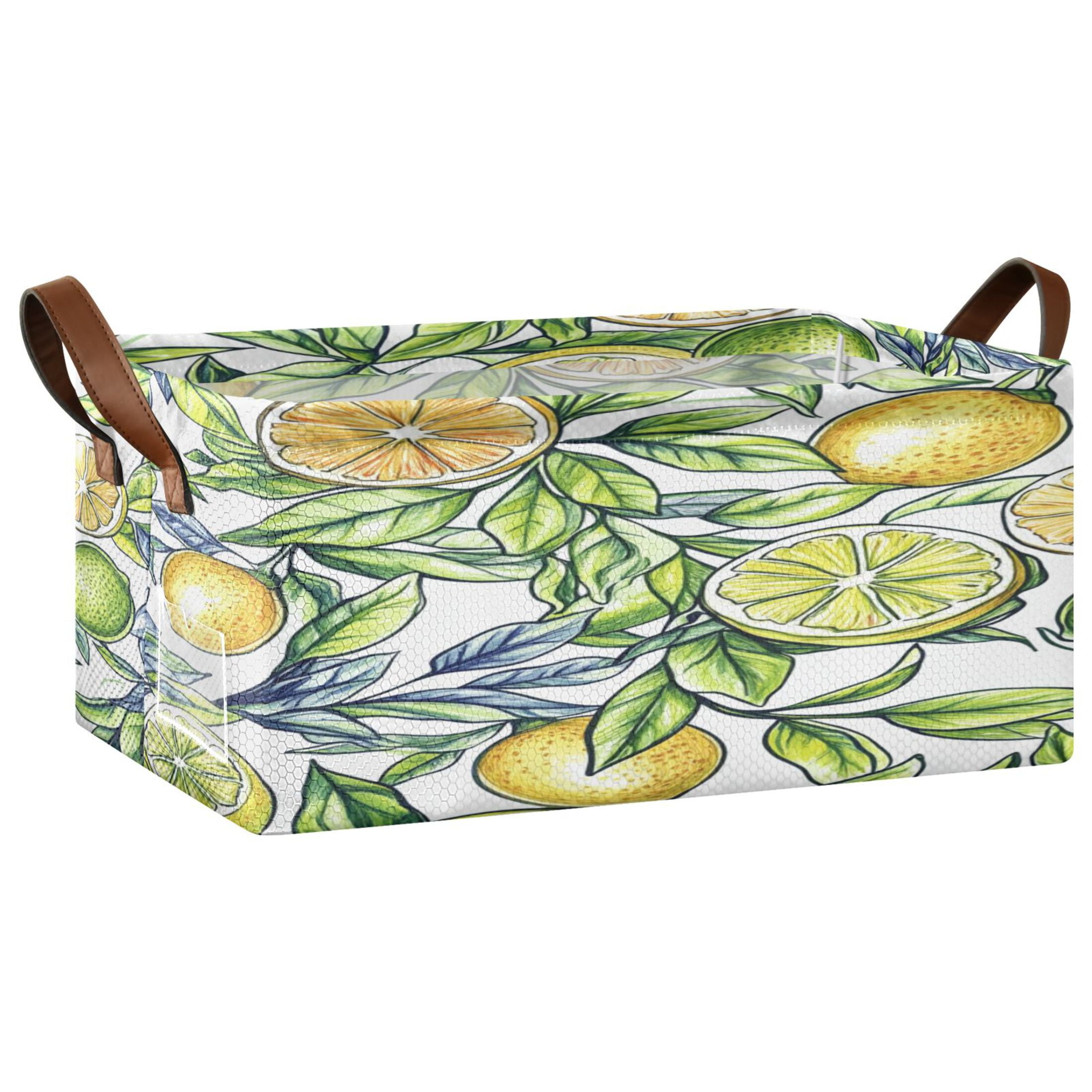 Fresh Lemon Open Home Storage Bins Foldable Metal Frame Shelf Baskets ...