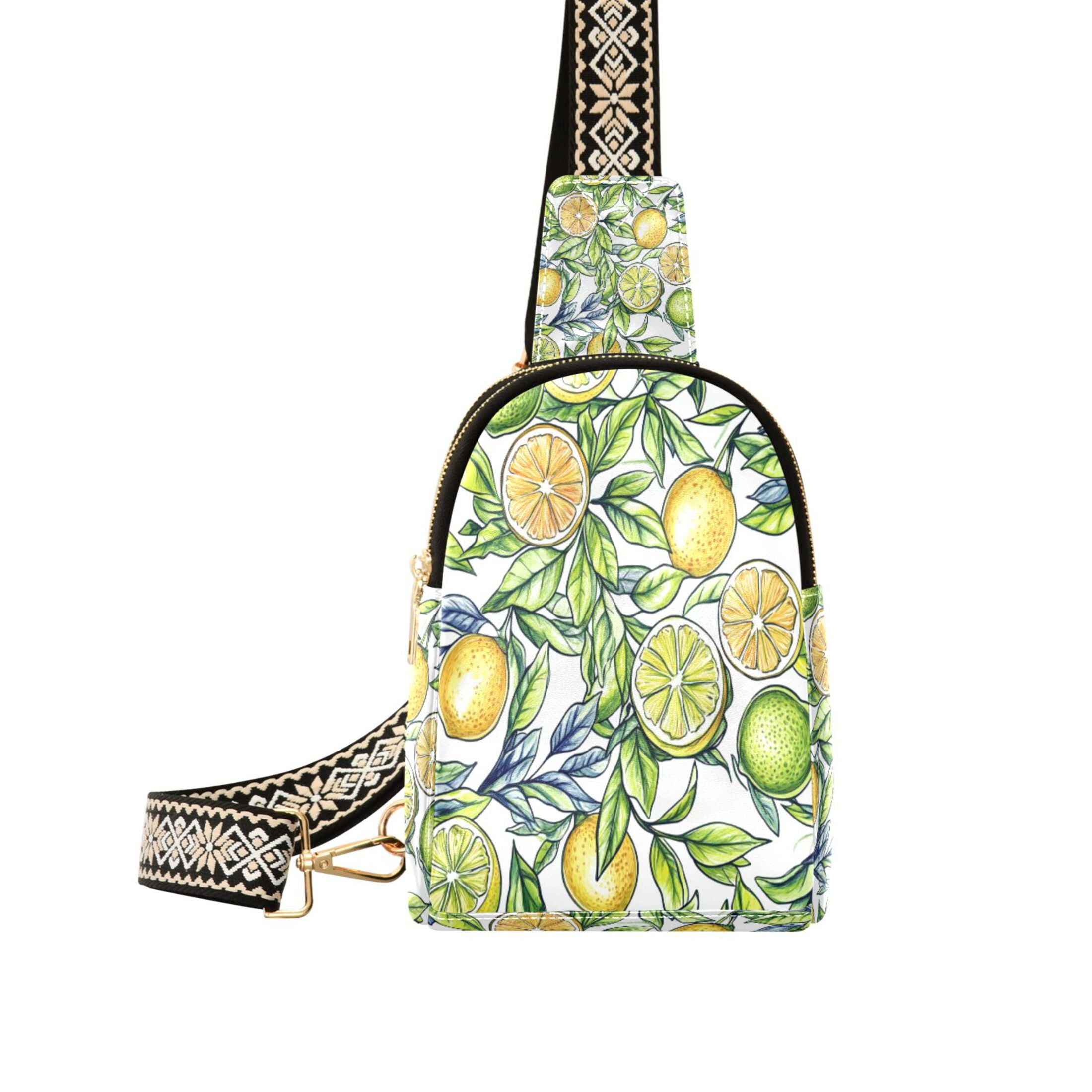 Fresh Lemon Women's PU Leather Crossbody Bag, Dual Zipper Pockets ...