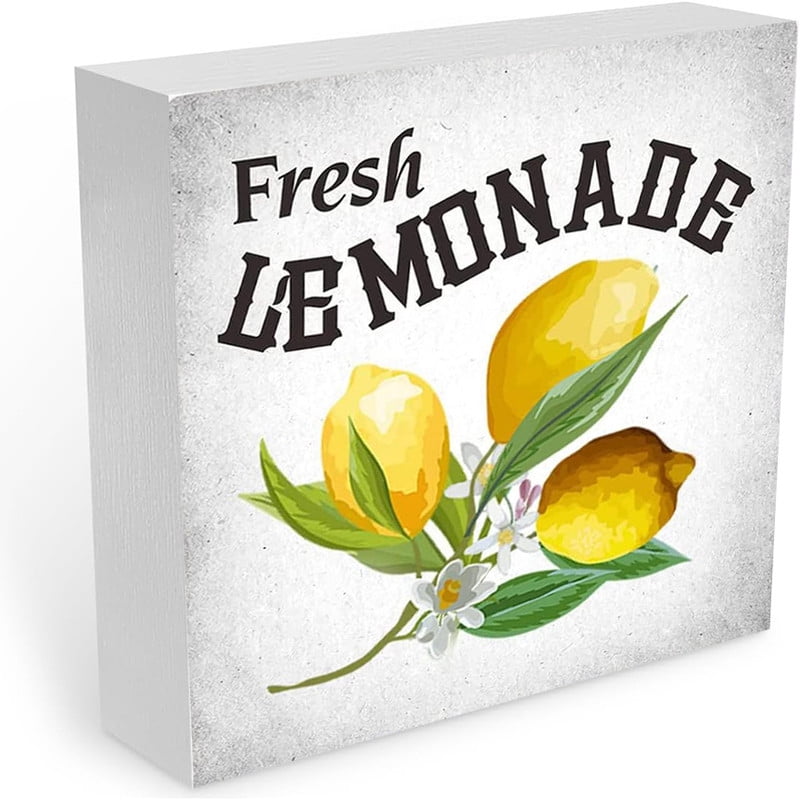 Fresh Lemonade Ceramic Table Sign Plaque Decor Lemon Tabletop Sign With ...