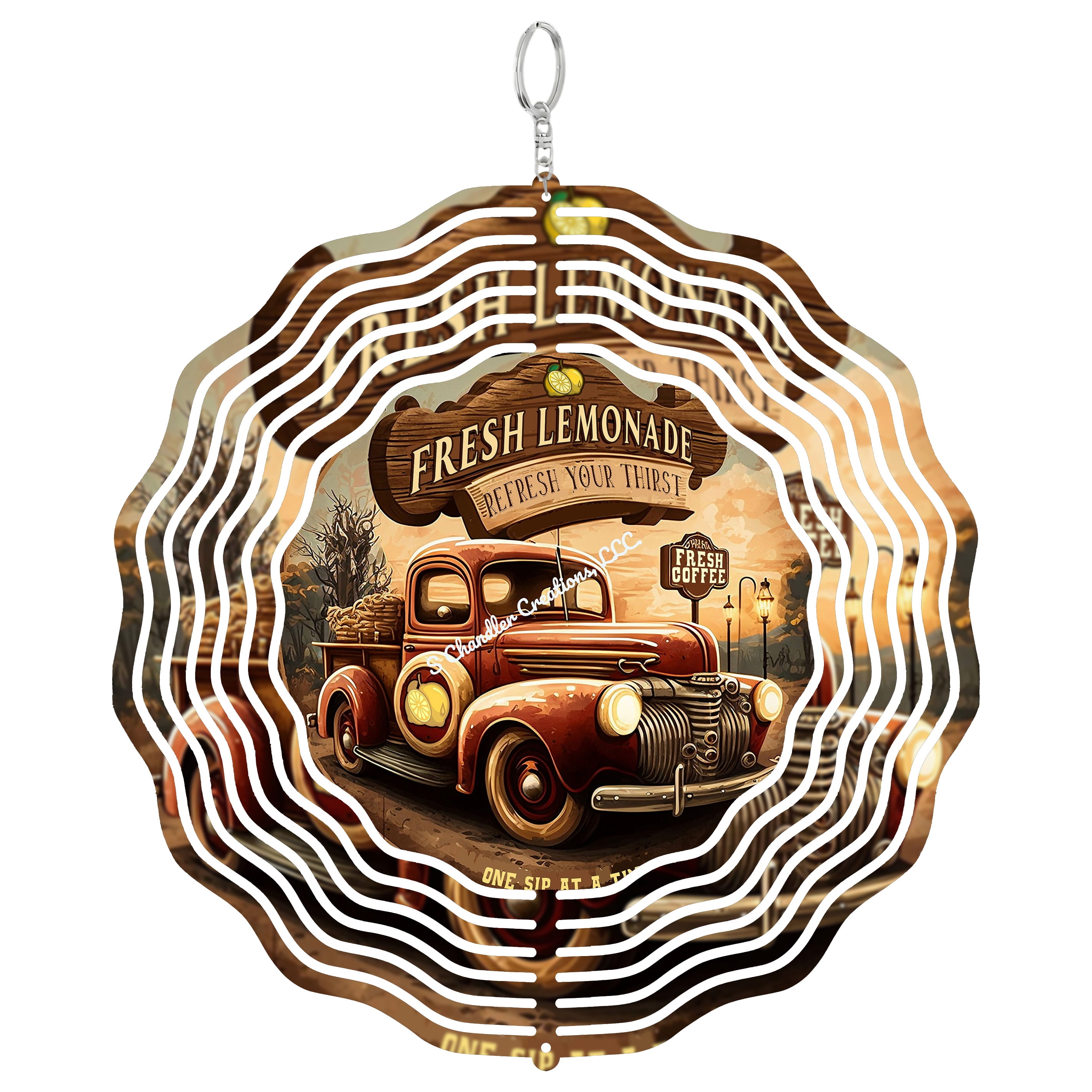 Fresh Lemonade Vintage Red Truck 3D Wind Spinner, Summer Kinetic Art ...