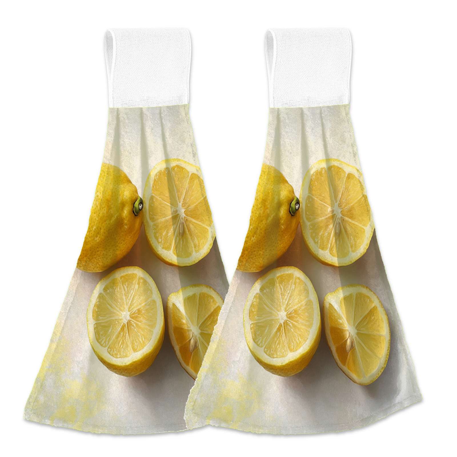 Fresh Lemons Display Hanging Kitchen Hand Towels Sets with Loop Hand ...
