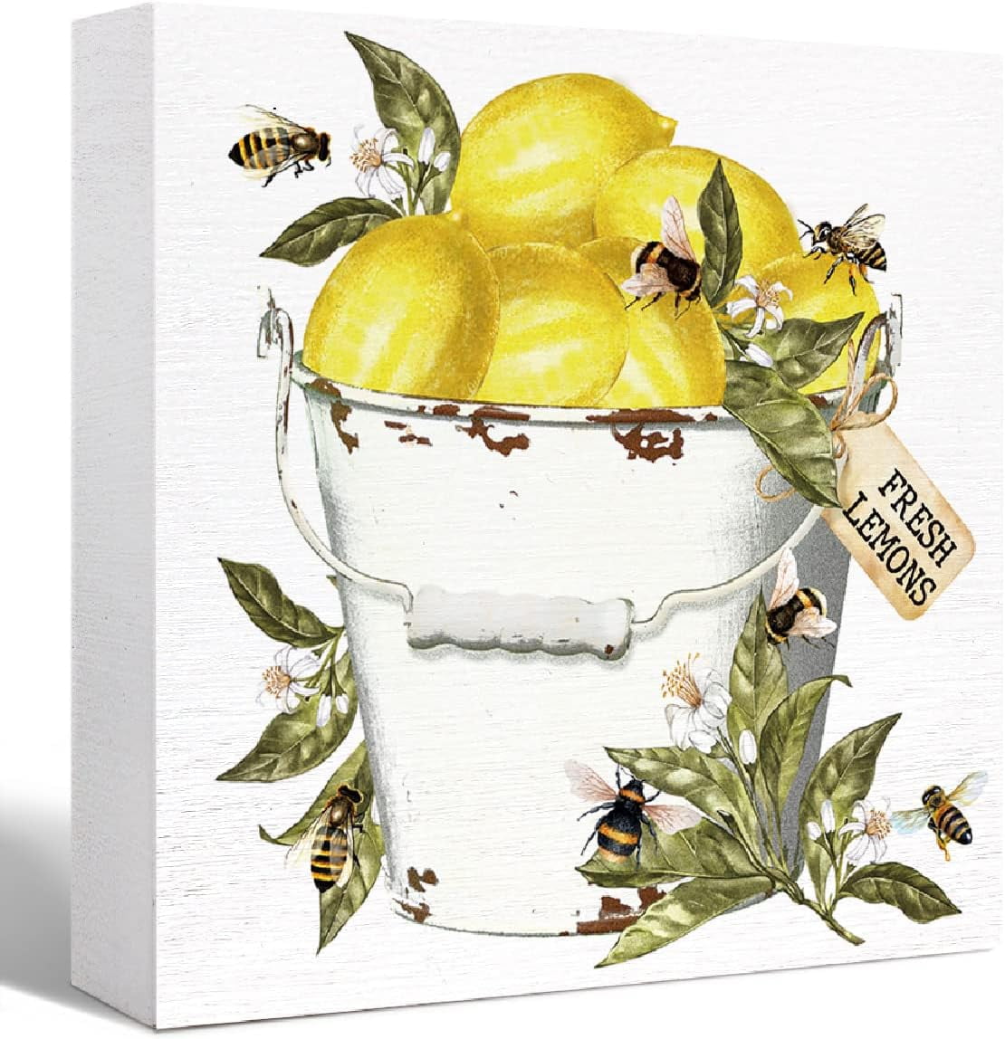 Fresh Lemons Wood Box Sign Farmshouse Lemons Wooden Block Sign Desk ...