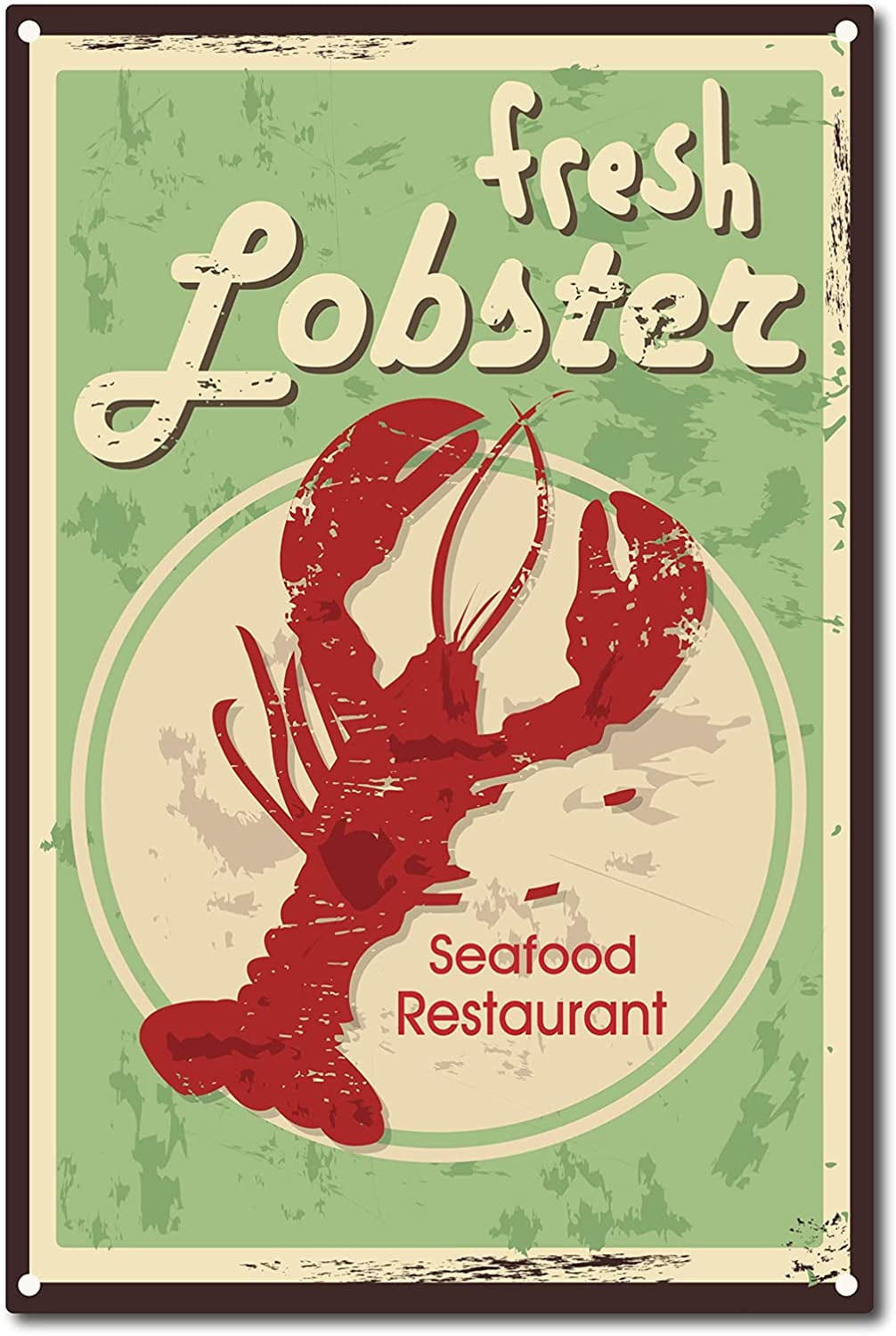 Fresh Lobster Tin Sign Seafood Vintage Metal Tin Signs for Cafe Bar Pub ...