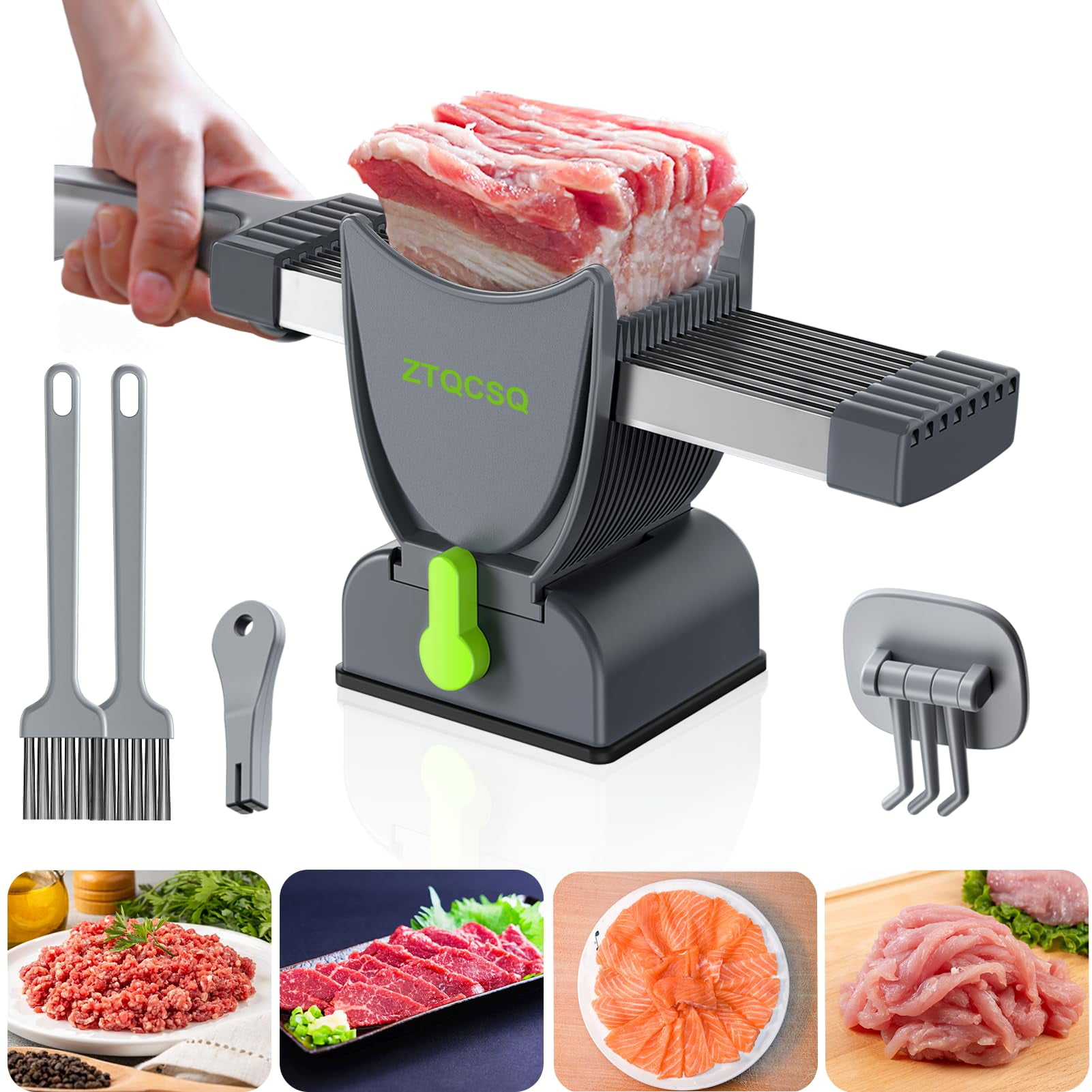 Fresh Meat Slicer Cleaver, Thickness Adjustable 2 or 4 mm, Manual Fresh Meat Cutter, Fresh Meat ...