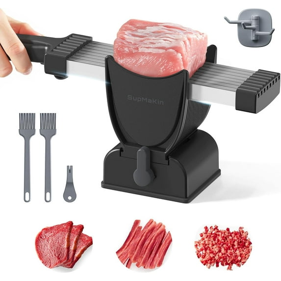Fresh Meat Slicer, Thickness Adjustable 2 or 4 mm, 17 IN 1 Stainless ...