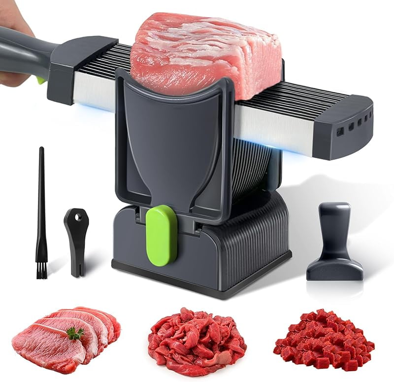 Fresh Meat Slicer - Thickness Adjustable 2 or 4 mm 17 IN 1 Stainless ...