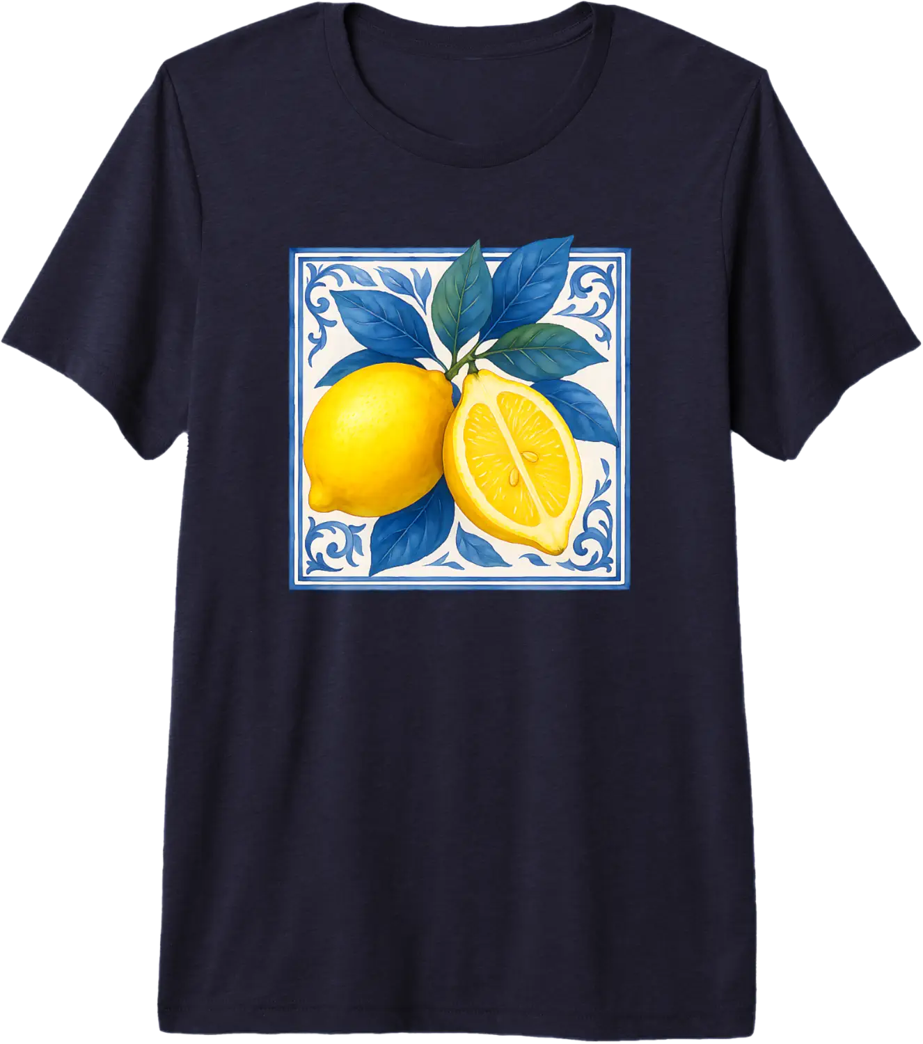 Fresh Mediterranean Lemons Tile Vacation Summer Italy Tri-Blend T-Shirt ...