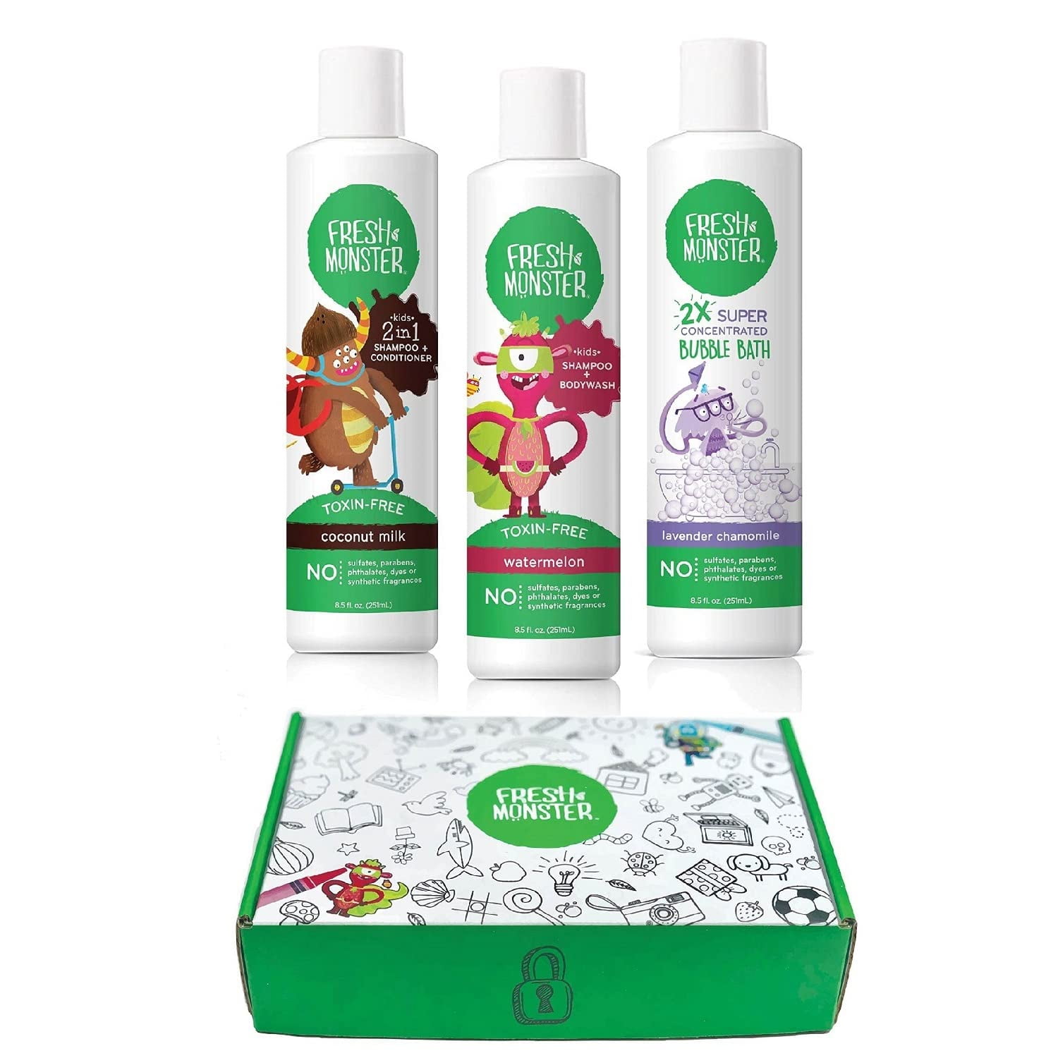 Fresh Monster Kids and Baby Bath Gift Set: Coloring Box, Natural ...