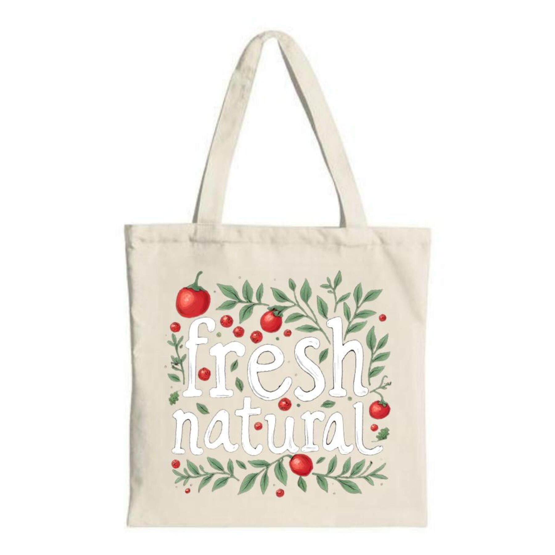 Fresh Natural Canvas Tote Bag - Elegant Cursive Text Surrounded by ...