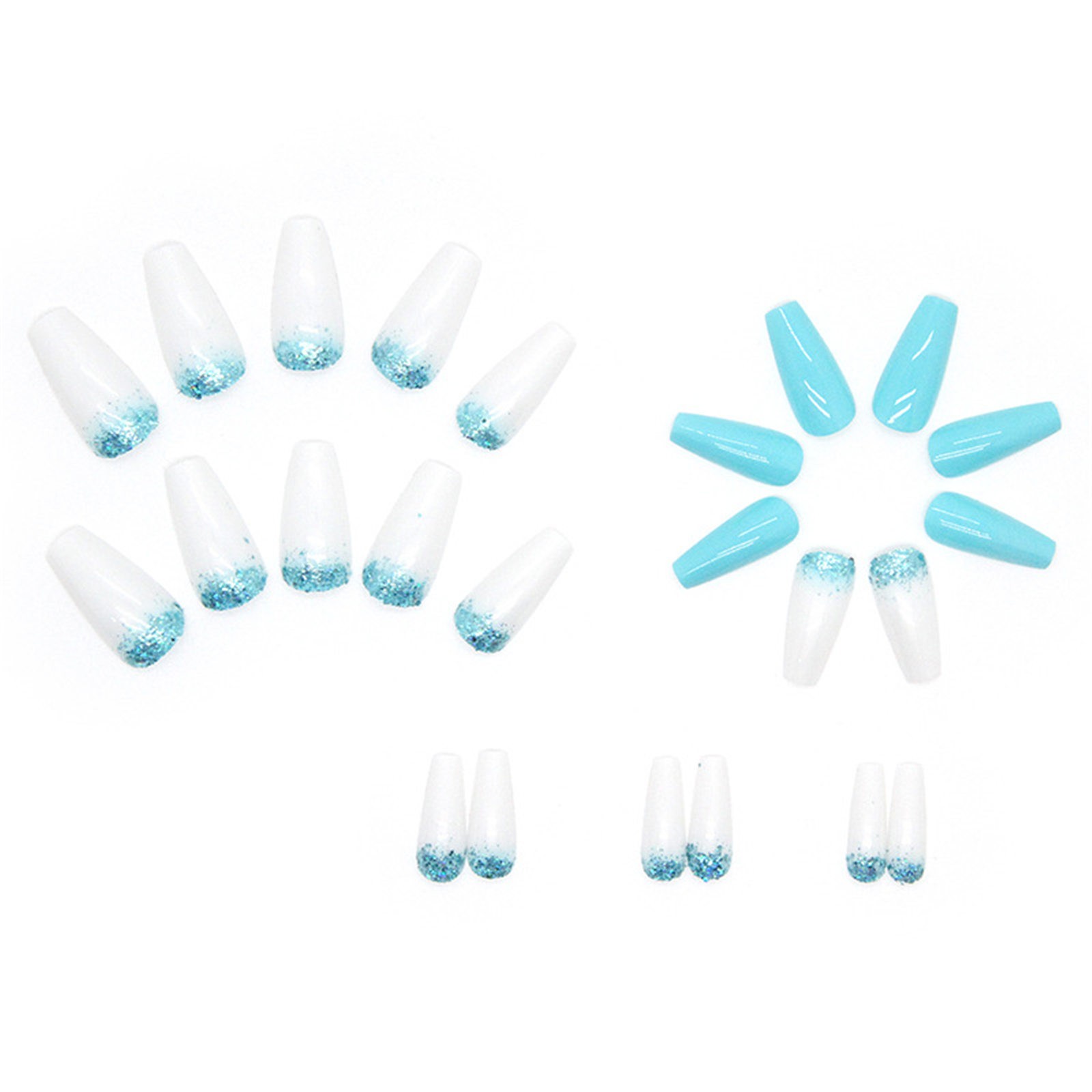 Fresh Natural Summer Blue Full Coverage Nails Ladies And Girls Long 24 ...