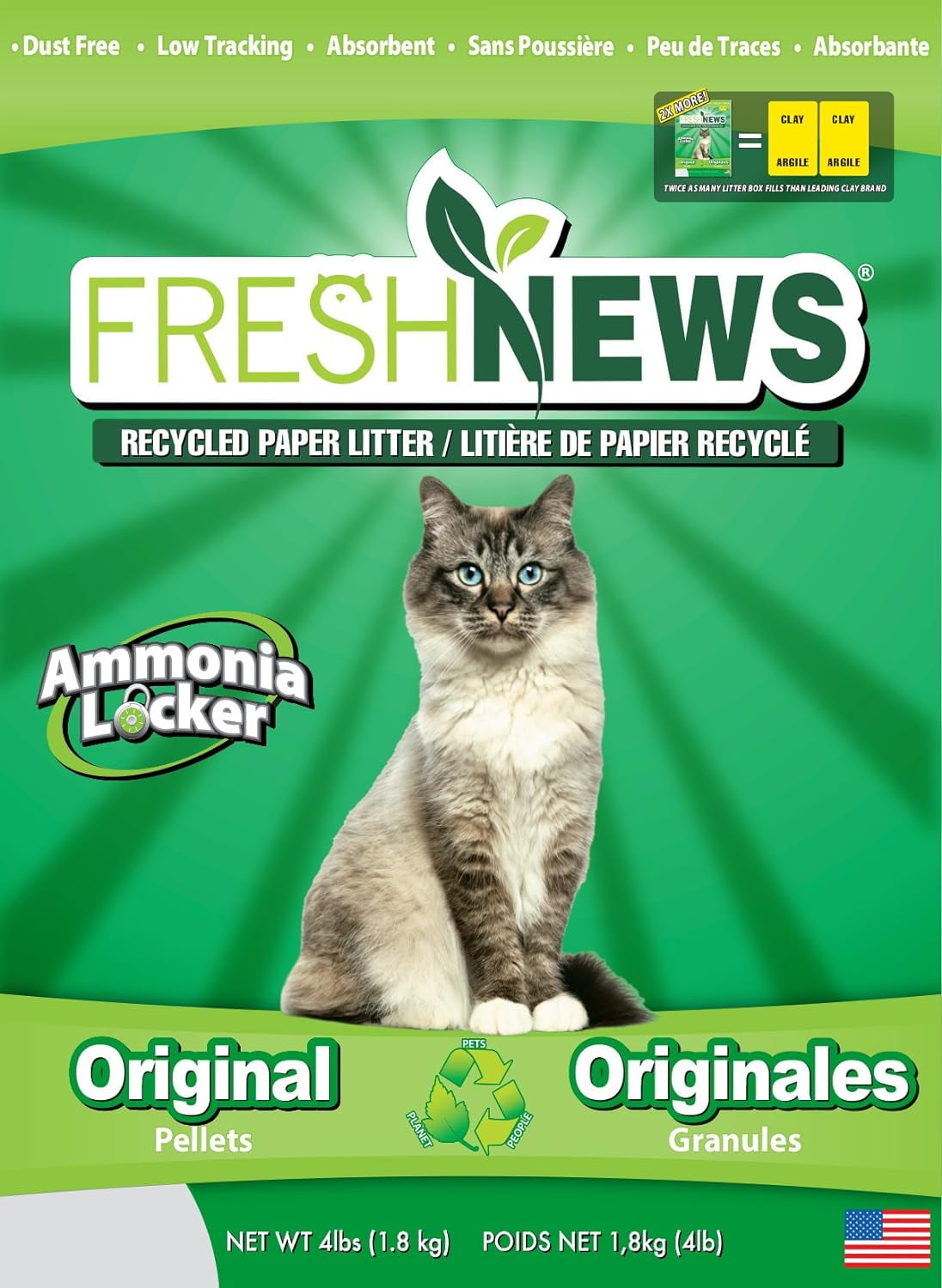 Fresh News Recycled Paper, Original Pellet Cat Litter, 4 Pound ...