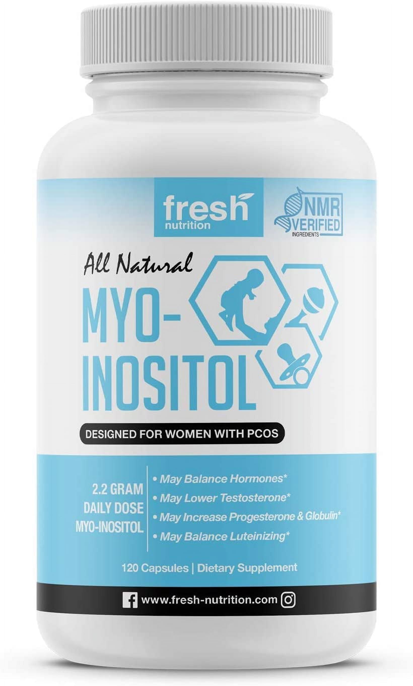 Fresh Nutrition Myo-Inositol Supplement - 2200mg Strongest NMR Verified ...