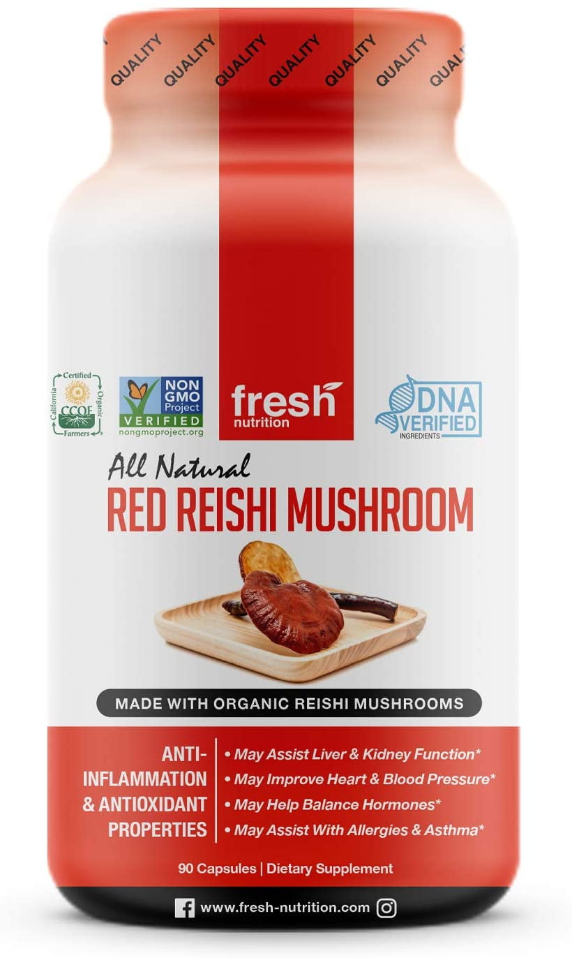 Fresh Nutrition Organic Reishi Mushroom Health Pure Extract Capsules ...