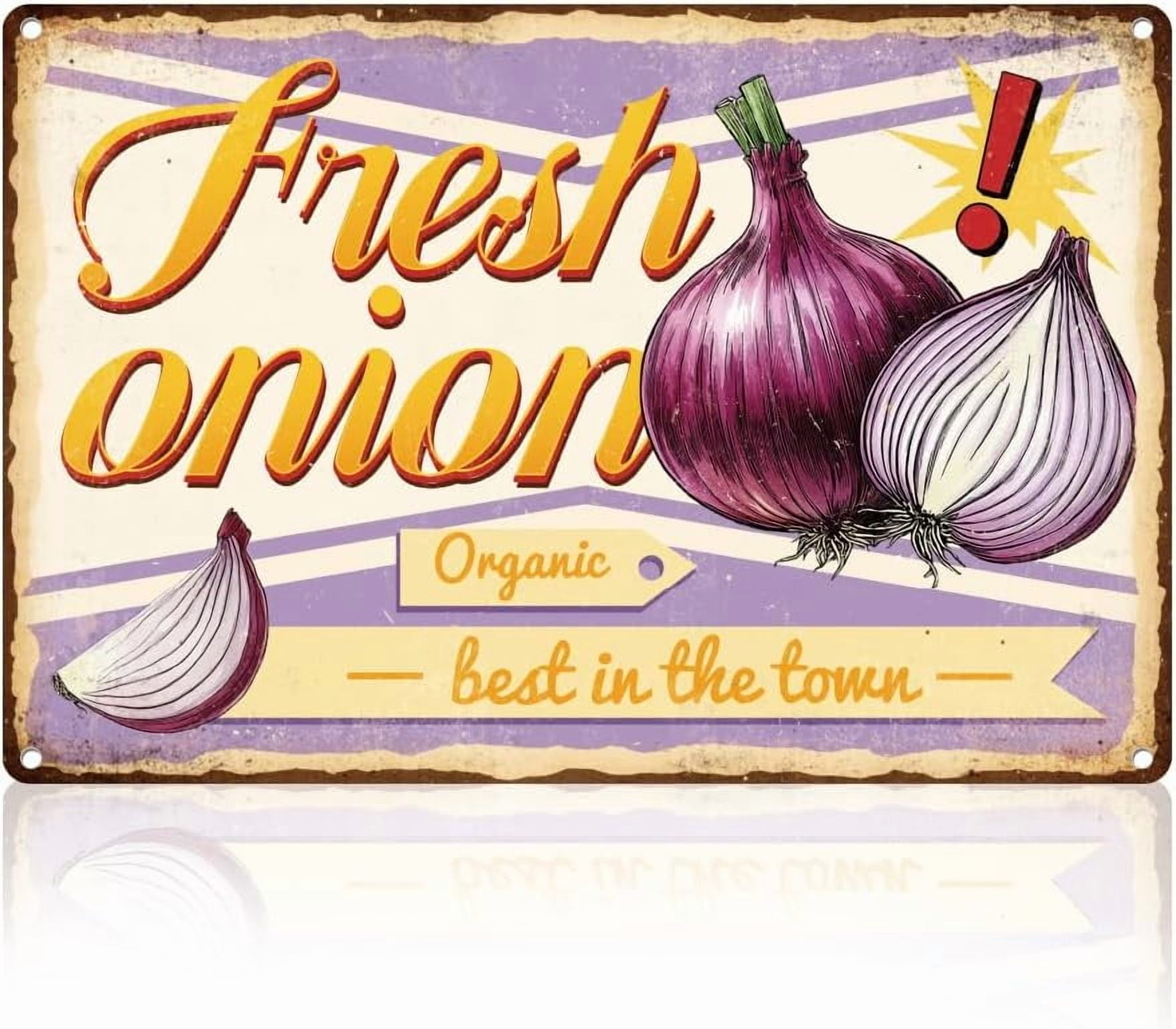 Fresh Onion Sign Kitchen Shop Wall Decor Metal Tin Sign Vintage Poster ...