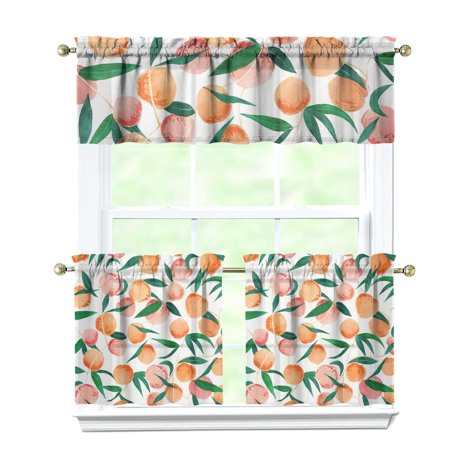Fresh Orange Fruit Kitchen Curtains Set - Summer Cute Sweet Pattern ...