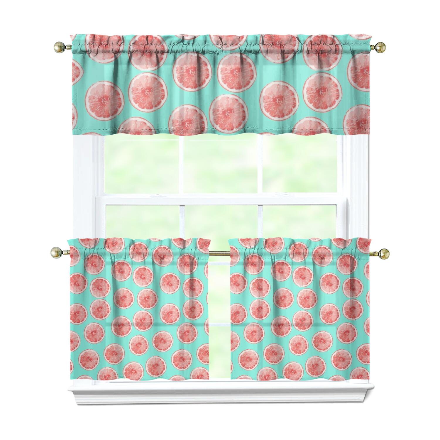 Fresh Orange Fruit Kitchen Curtains Set - Summer Cute Sweet Pattern ...