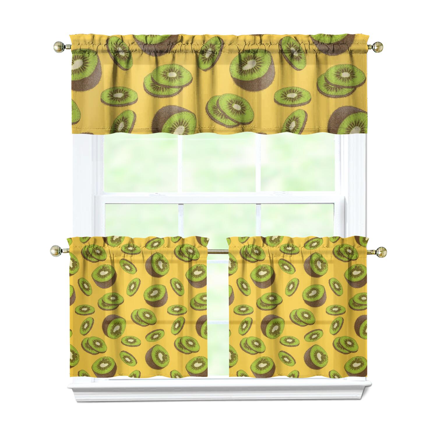Fresh Orange Fruit Kitchen Curtains Set - Summer Cute Sweet Pattern ...