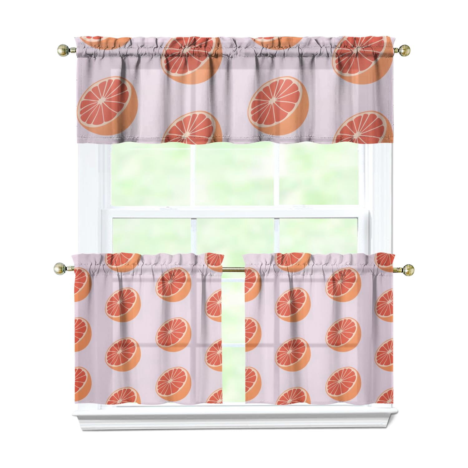 Fresh Orange Fruit Kitchen Curtains Set - Summer Cute Sweet Pattern ...