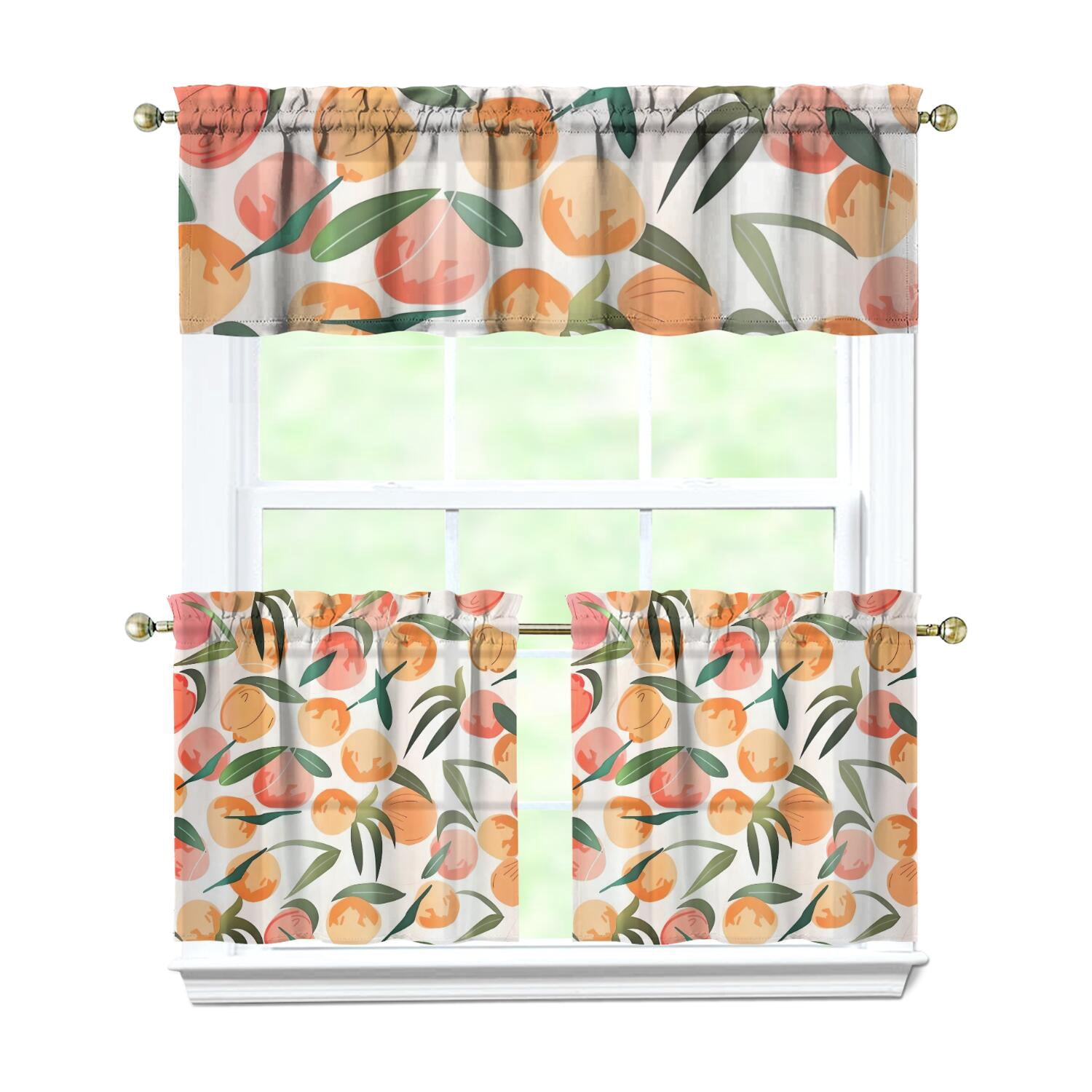 Fresh Orange Fruit Kitchen Curtains Set - Summer Cute Sweet Pattern ...