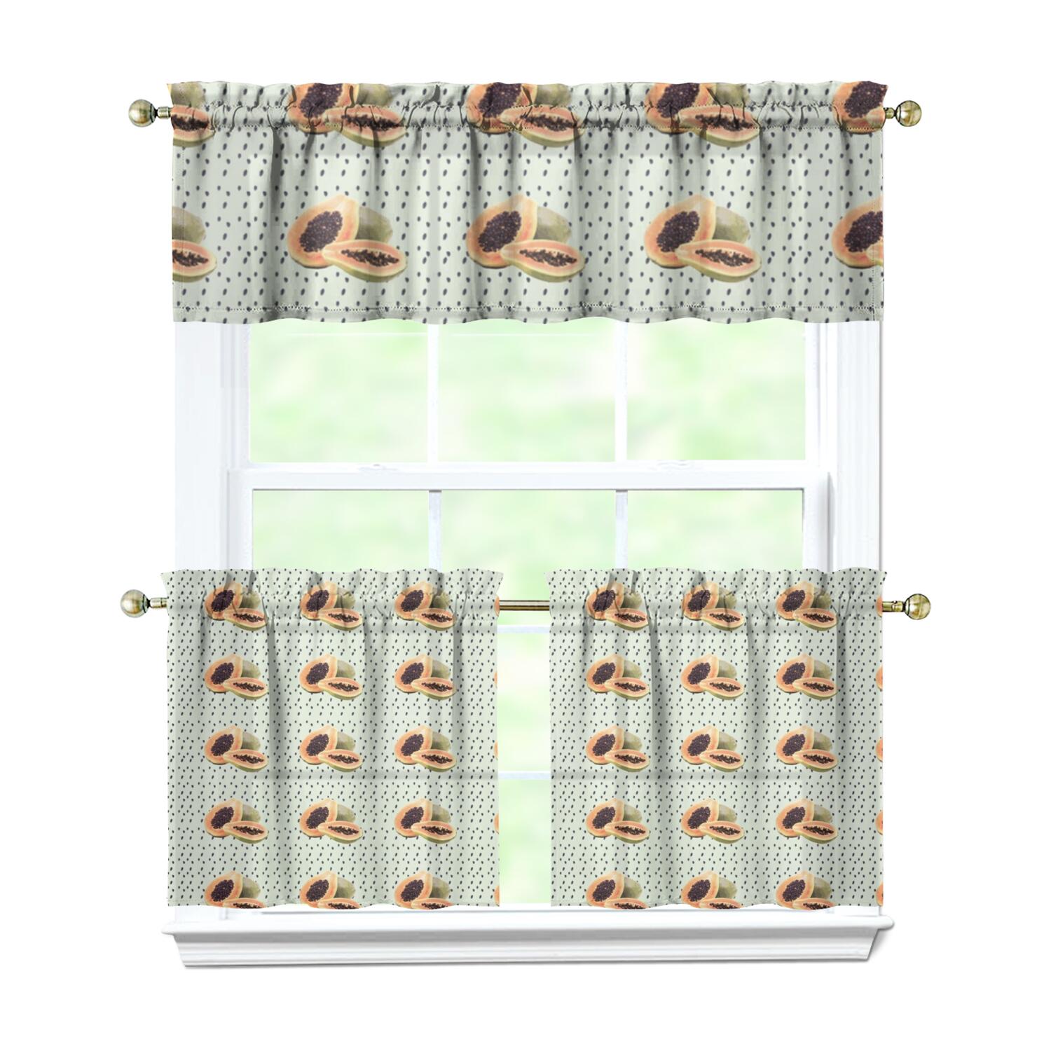 Fresh Orange Fruit Kitchen Curtains Set - Summer Cute Sweet Pattern ...
