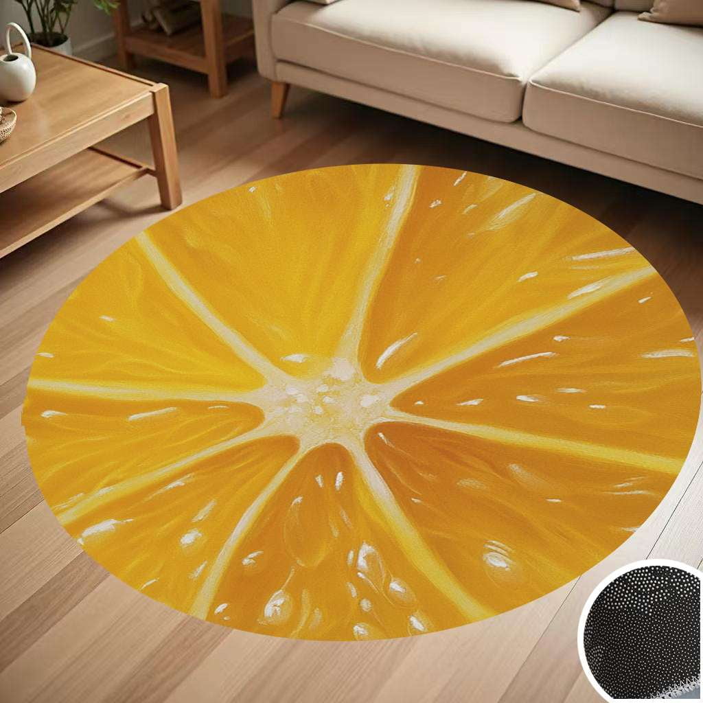 Fresh Orange Slice Close-Up Round Carpet Living Room Bedroom Home ...