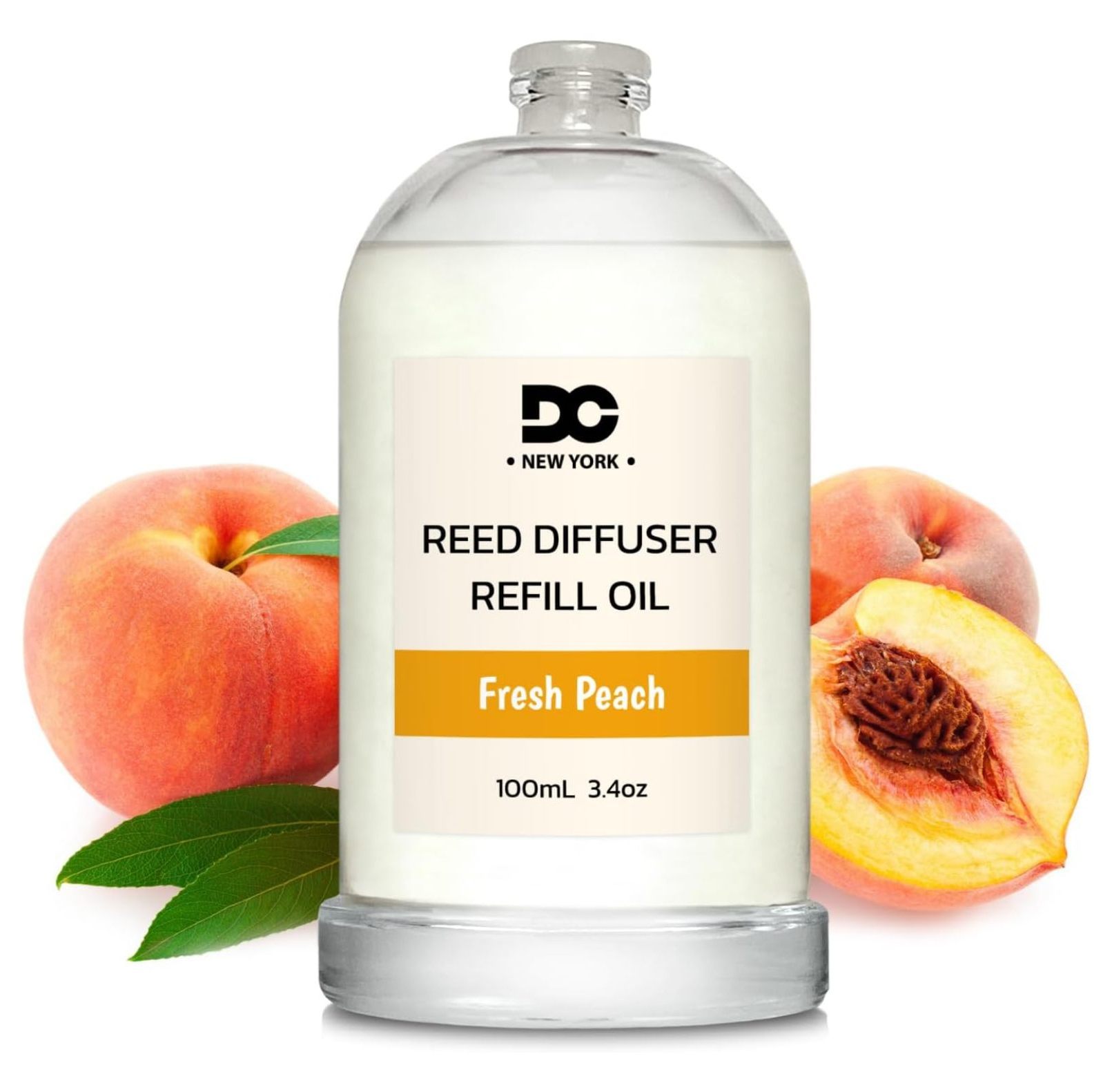 Fresh Peach Reed Diffuser Refill Oil, 3.4oz/100ml, Premium Fragrance ...