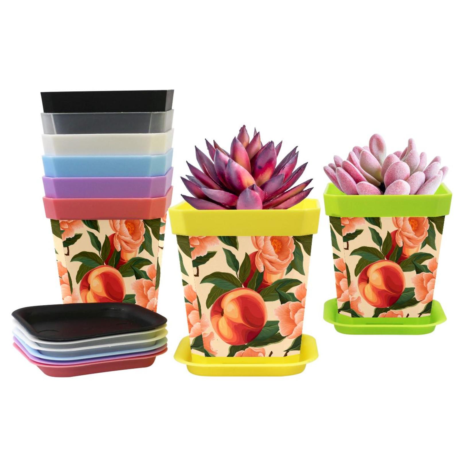 Fresh Peaches Plant Pots - 2.75x3.14x1.96 in Square Planters with ...