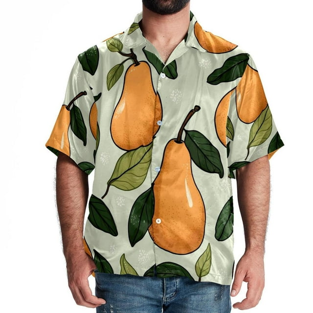 Fresh Pear Men's Big and Tall Short Sleeve Button Down Causal Beach Summer Shirt - Walmart.com
