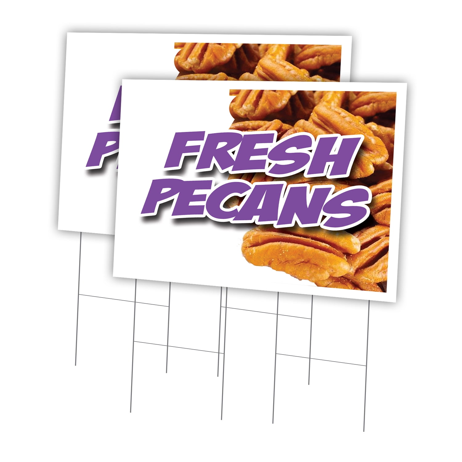Fresh Pecans 2 Pack Of 24" x 36" Yard Sign & Stake | Advertise Your ...